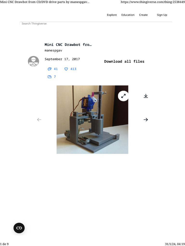 Mini CNC Drawbot From CD - DVD Drive Parts by Manespgav - Thingiverse ...