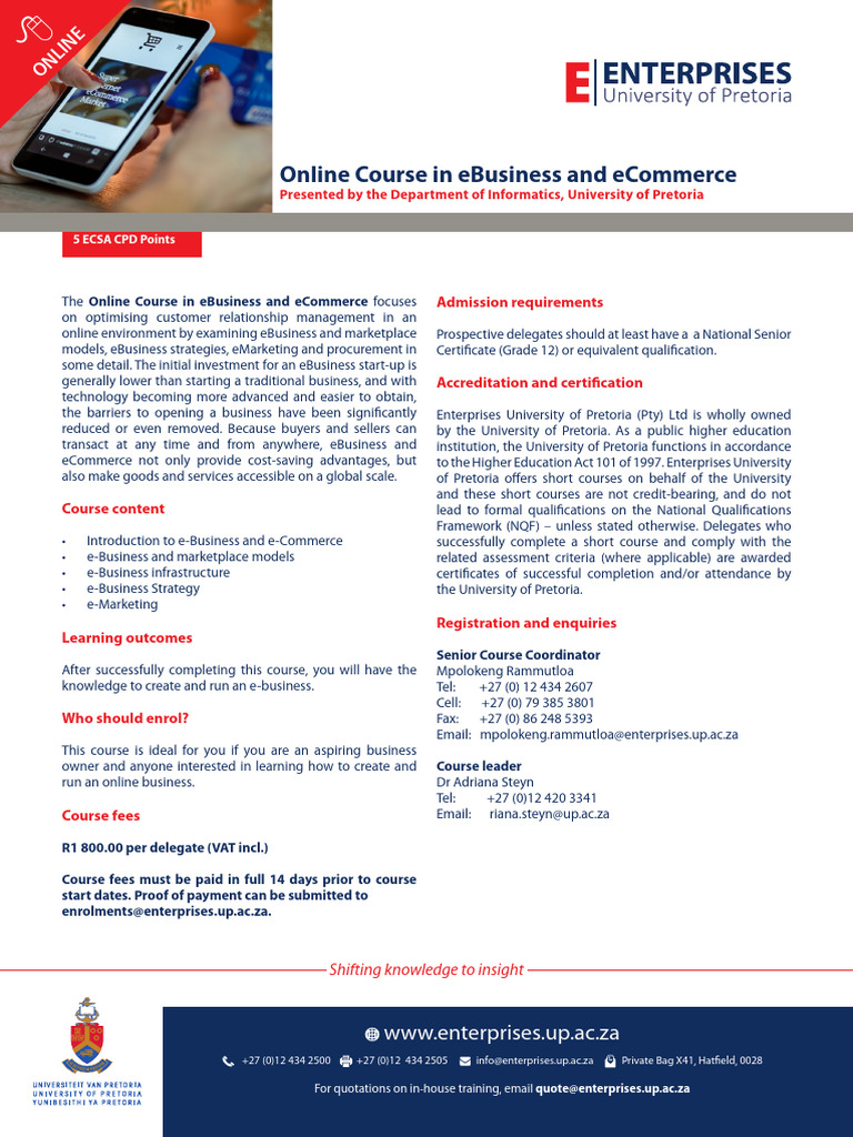 Online Course in Ebusiness and Ecommerce | PDF | Electronic Business | Educational Technology