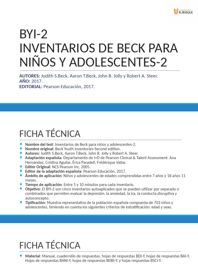 Byi-2 - Inventarios de Beck para Niños y Adolescentes-2 | PDF ...
