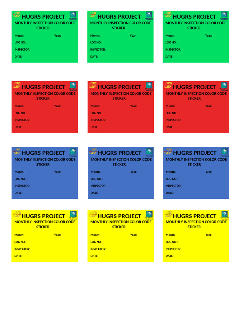 Monthly Inspection Color Code | PDF