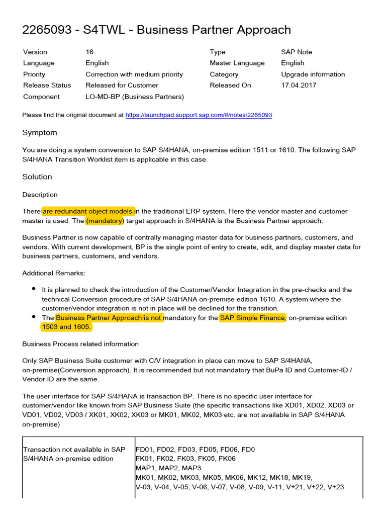 S4TWL - Business Partner Approach | PDF | Enterprise Resource Planning ...