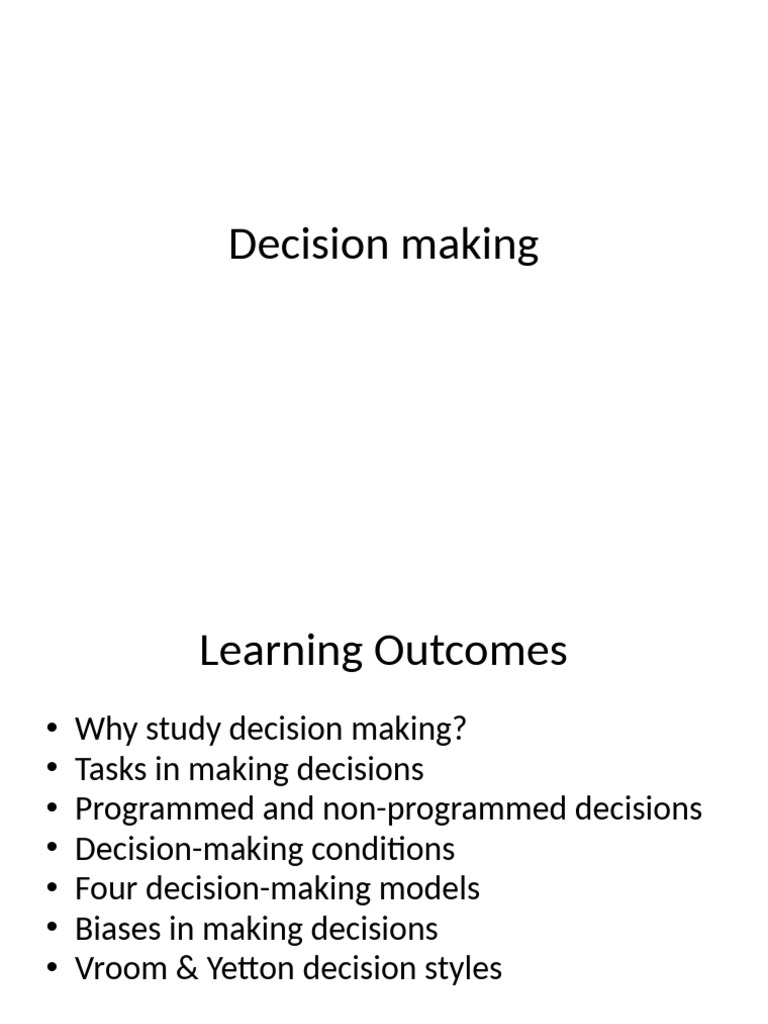 LECTURE 4 Decision Making | PDF | Decision Making | Rationality
