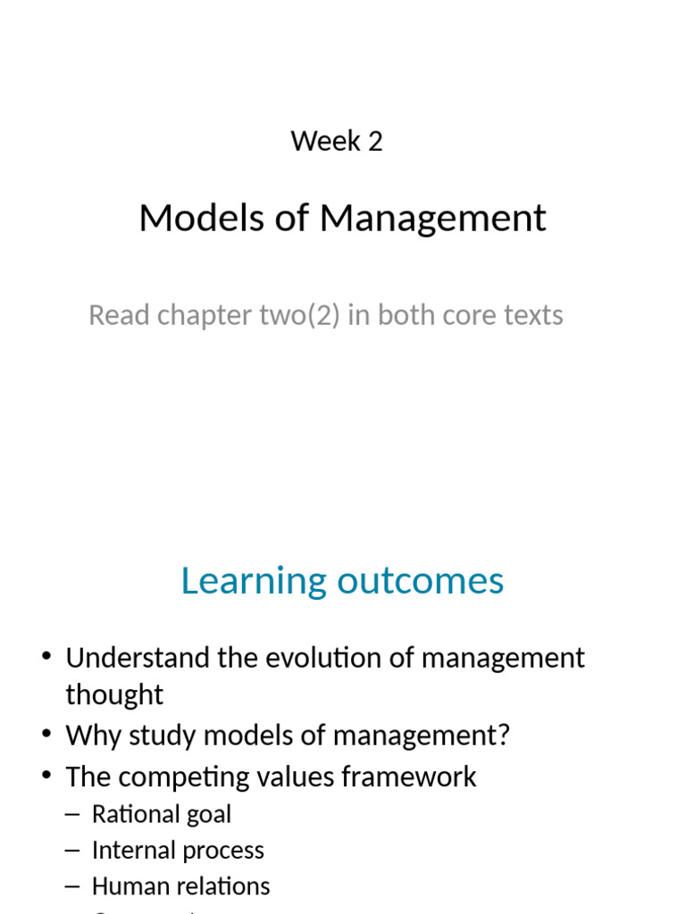 LECTURE 2 Models of Management | PDF | System | Theory