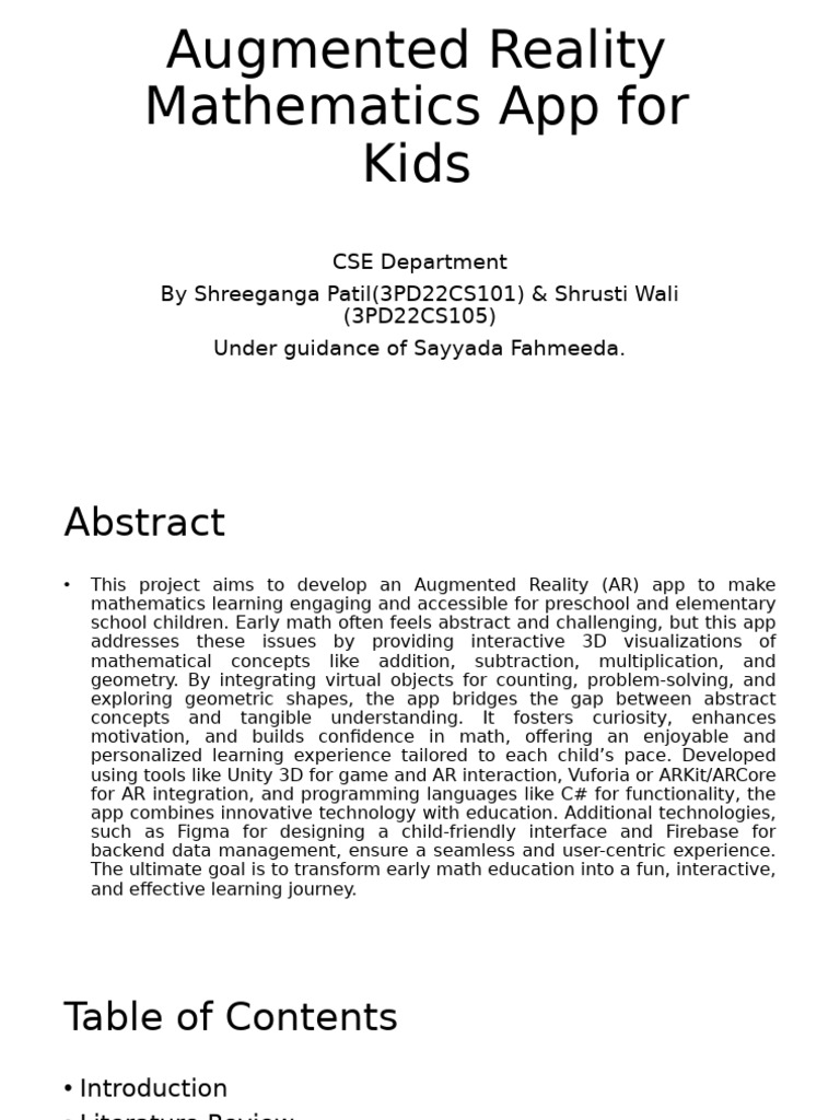AR Presentation | PDF | Augmented Reality | Mathematics