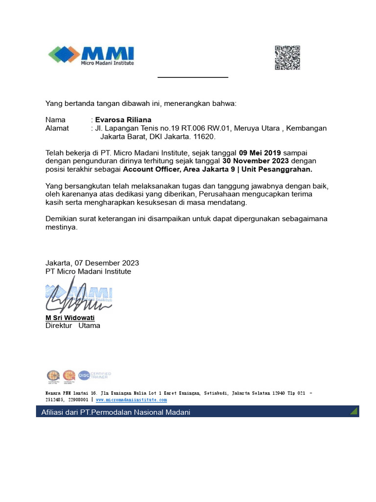 Surat Parklaring | PDF