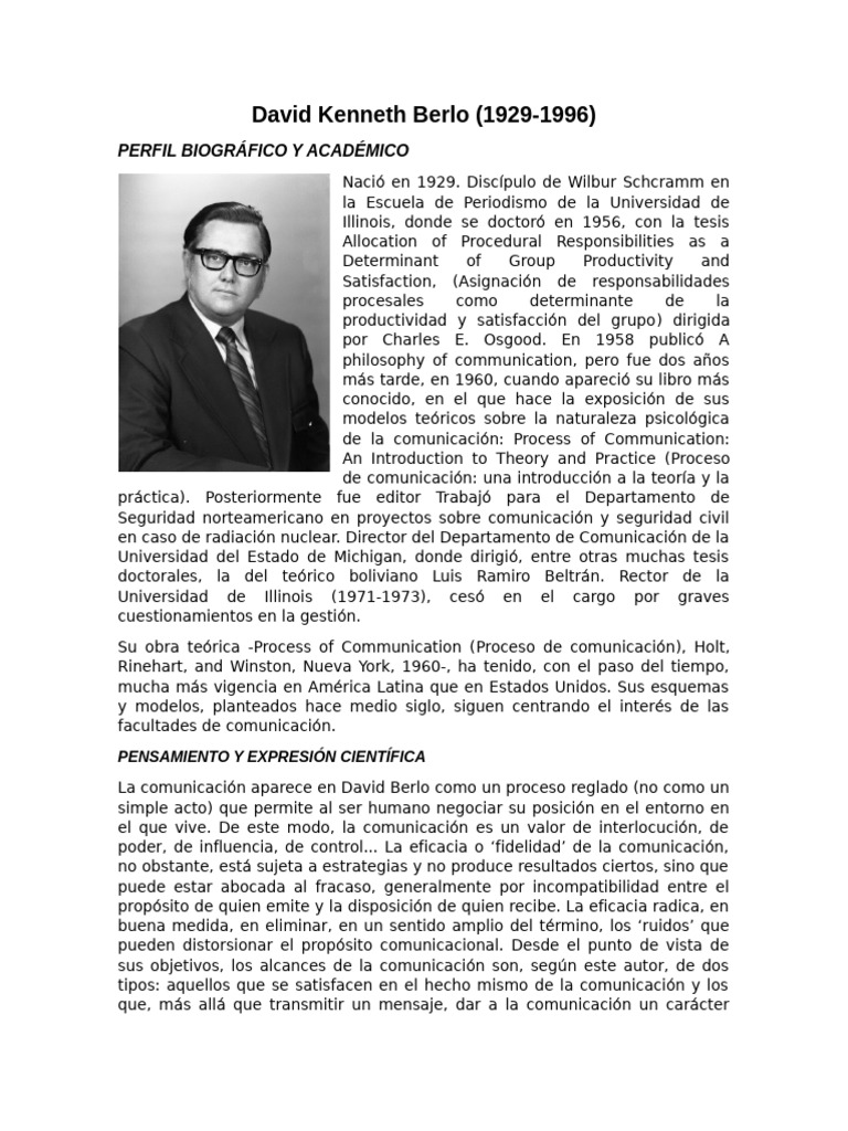 David Kenneth Berlo RESUMEN | PDF | Comunicación