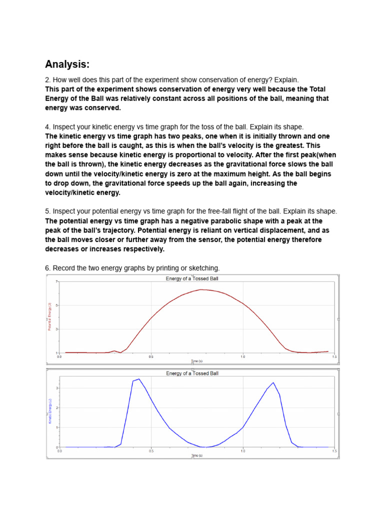 AP Physics Energy of A Tossed Ball Lab | PDF | Potential Energy | Velocity