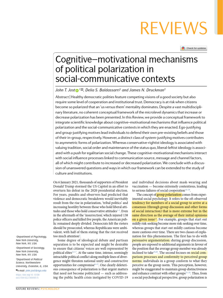 Cognitive-motivational Mechanisms of Political Polarization in Social ...