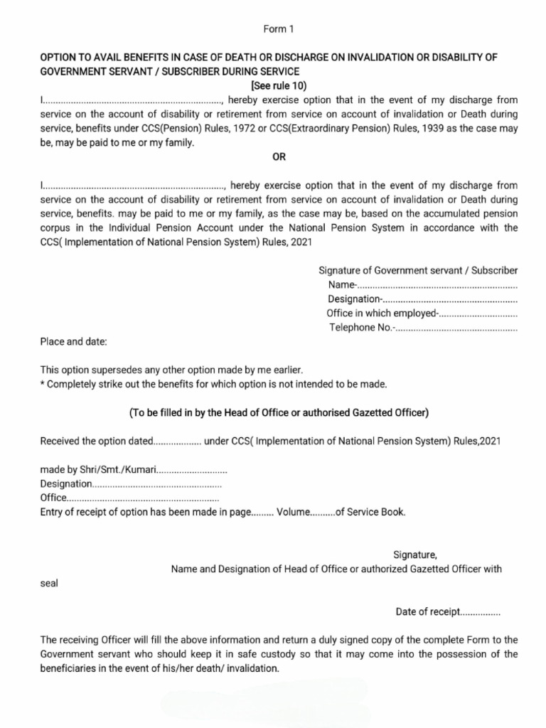 NPS To OPS Form 1 | PDF