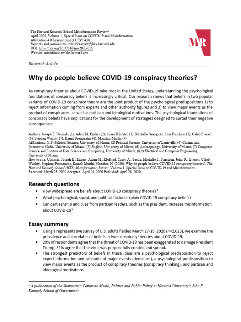 Why Do People Believe COVID-19 Conspiracy Theories | PDF | Conspiracy ...
