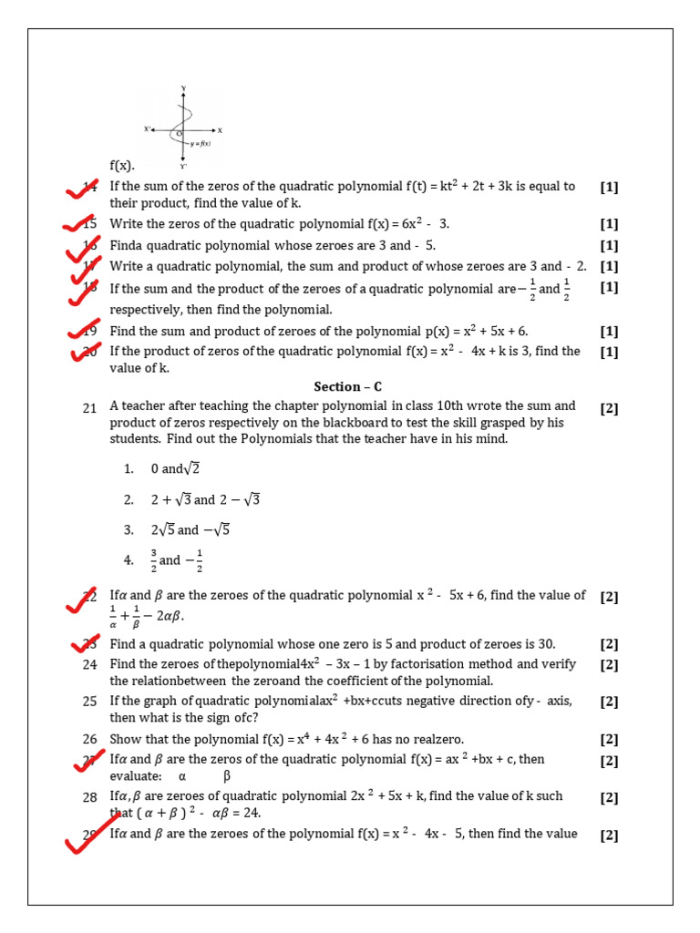 _CLASS X-MATHS-POLYNOMIALS- | PDF | Polynomial | Zero Of A Function