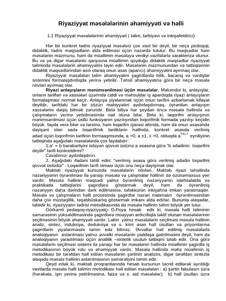 Riyaziyyat M - S - L - L - Rinin - H - Miyy - Ti V - H - Lli | PDF