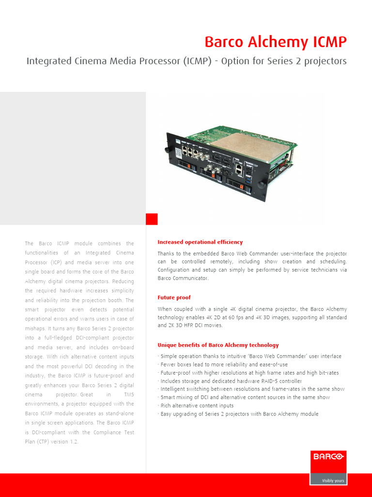 Barco Alchemy ICMP Datasheet | PDF | Frame Rate | Hdmi