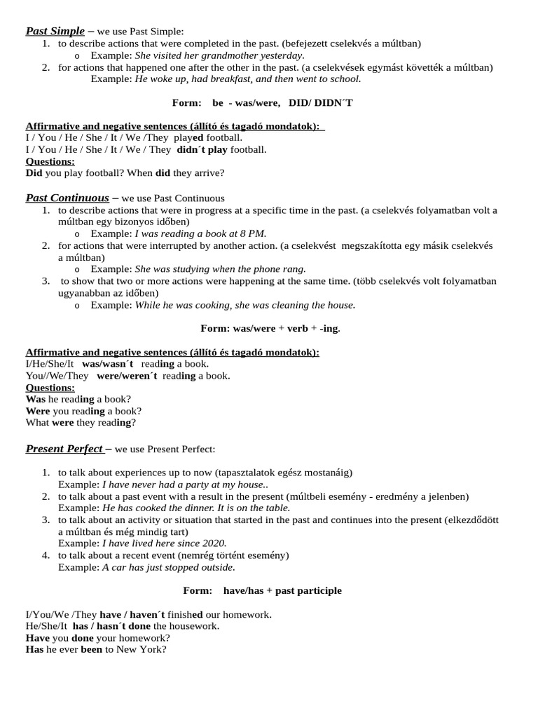 PS, PC, PP Tenses | PDF | Perfect (Grammar) | Languages