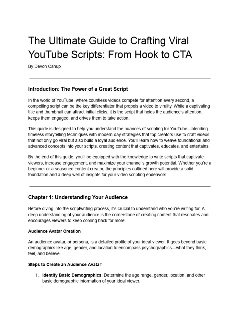 The Ultimate Guide to Crafting Viral YouTube Scripts_ From Hook to CTA | PDF | Storytelling ...