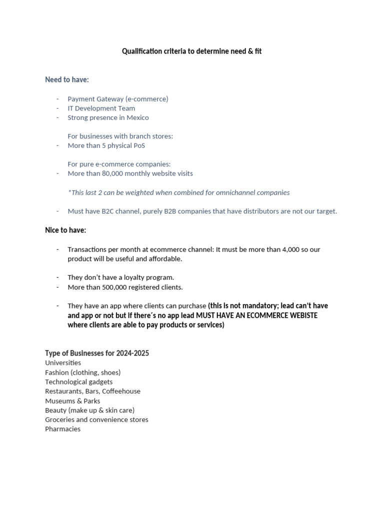 E-commerce Business Qualification Criteria | PDF