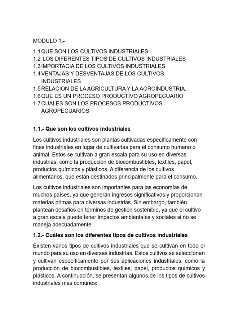 Curso Modulo 1 Cult. Indus. - c37b | PDF | Agricultura | Biocombustible