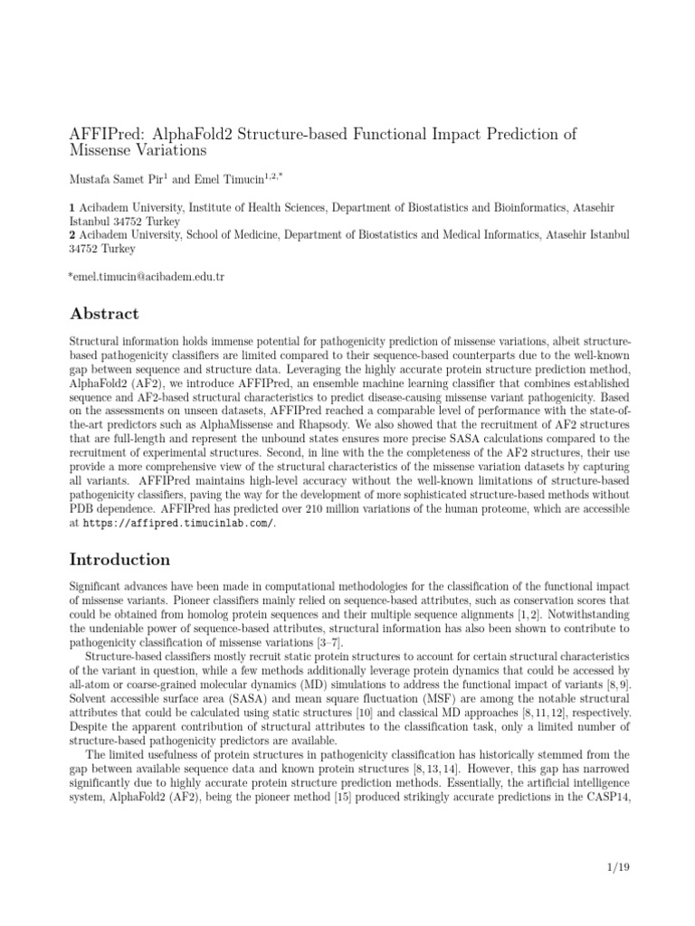 2024 - AlphaFold2 Structure-Based Functional Impact | PDF | Proteins | Cross Validation (Statistics)