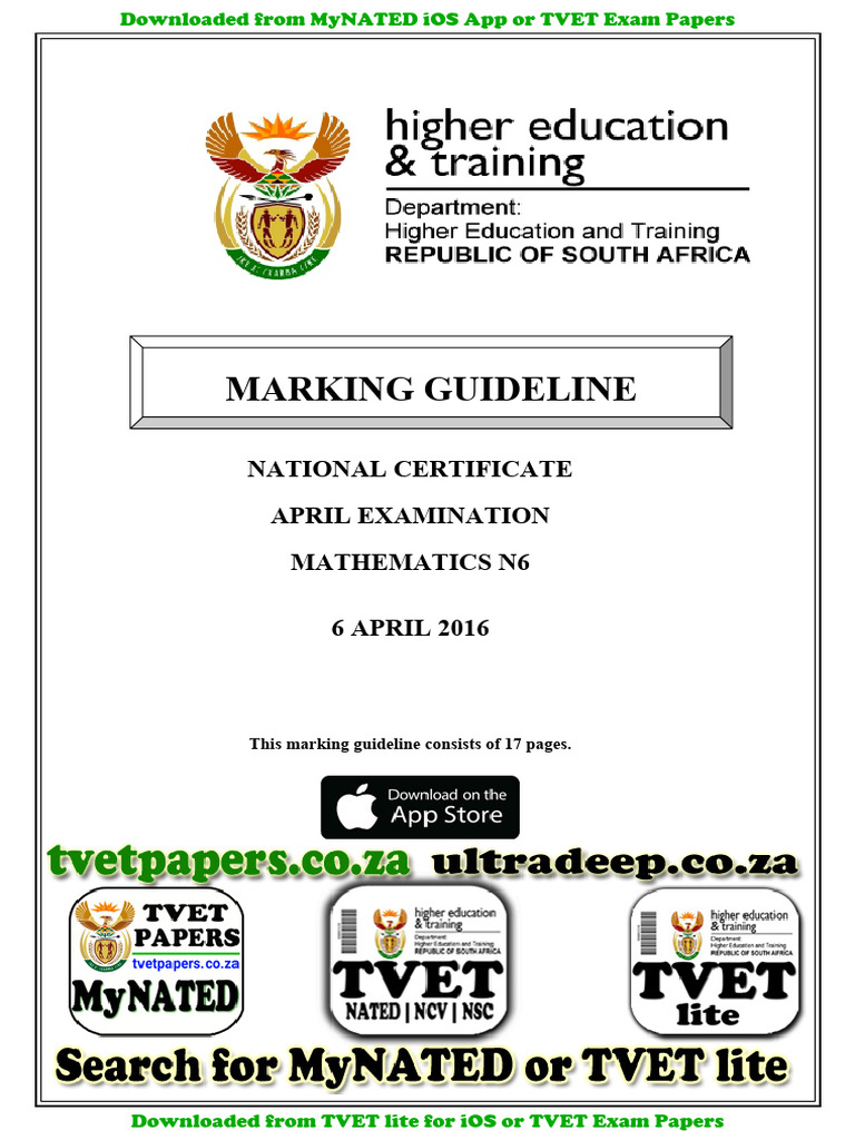 2016 n6 Mathematics April 2016 Memorandum | PDF