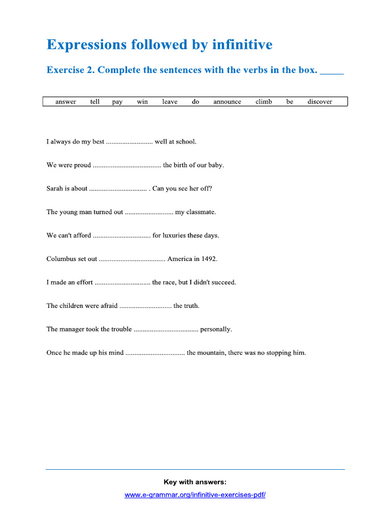 Expressions Infinitive | PDF