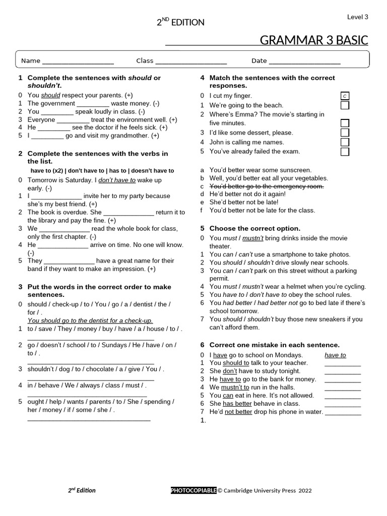 Thk2e AmE L3 Grammar Basic Unit 3 | PDF | Grammar | Linguistics