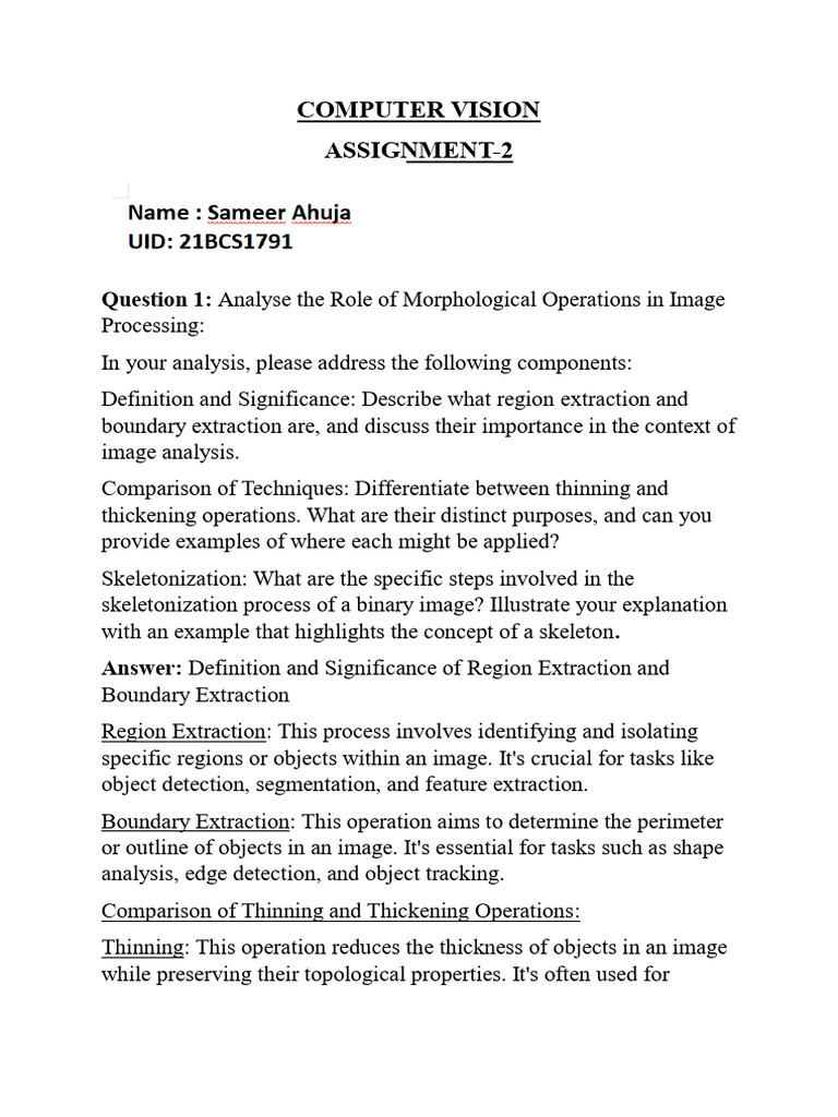 21BCS5433_Vanchika Raghav_assignment-2 CV (1) | PDF | Shape | Convex Set