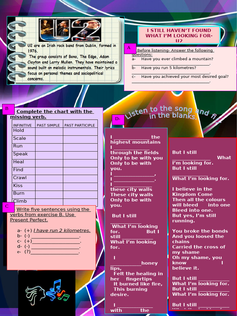 Present Perfect Song - 54502 | PDF | Verb | Linguistic Typology