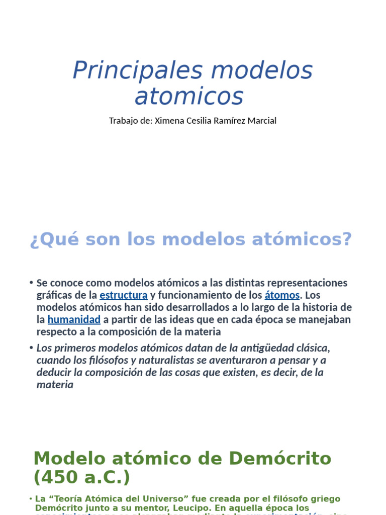Principales Modelos Atomicos | PDF | Átomos | Química