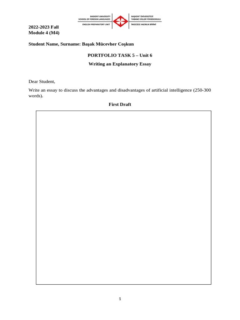 Başak Mücevher Coşkun M4 Portfolio T5 Final Draft | PDF | Intelligence | Artificial Intelligence