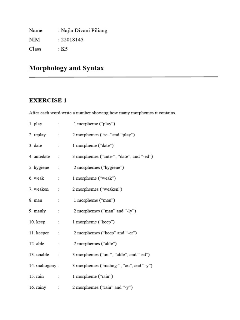 Najla Divani Exercise 2 MORSYN (22018145) | PDF | Adjective | Language ...