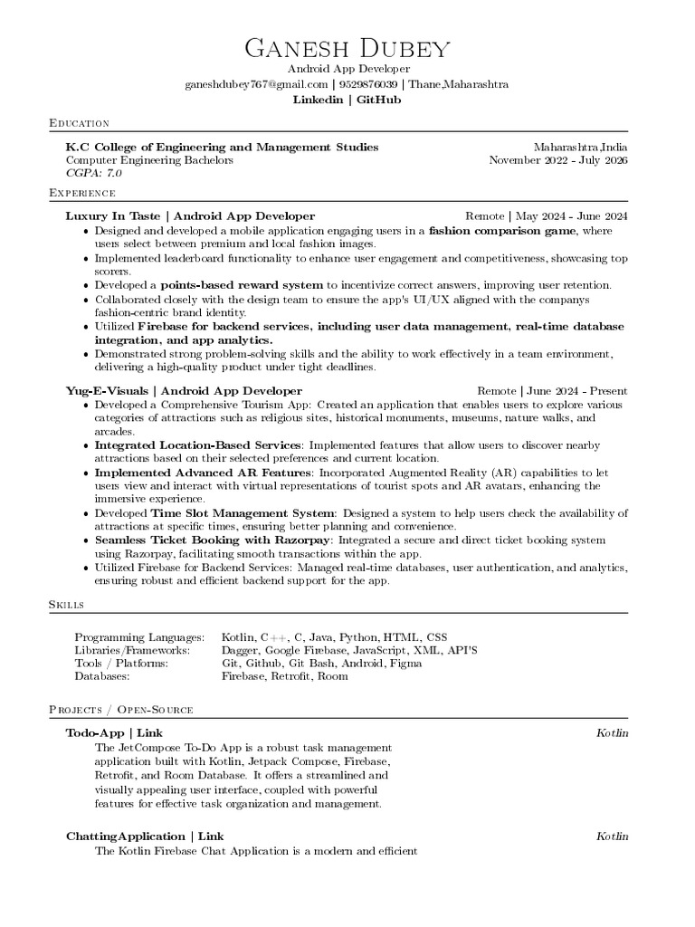 Ganesh-Dubey-Resume- templates | PDF | Mobile App | Augmented Reality Ganesh-Dubey-Resume- templates | PDF | Mobile App | Augmented Reality