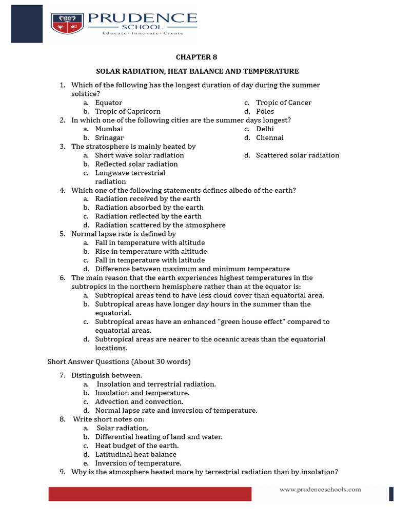 Geography Exam Prep: Climate & Heat | PDF | Earth | Equator