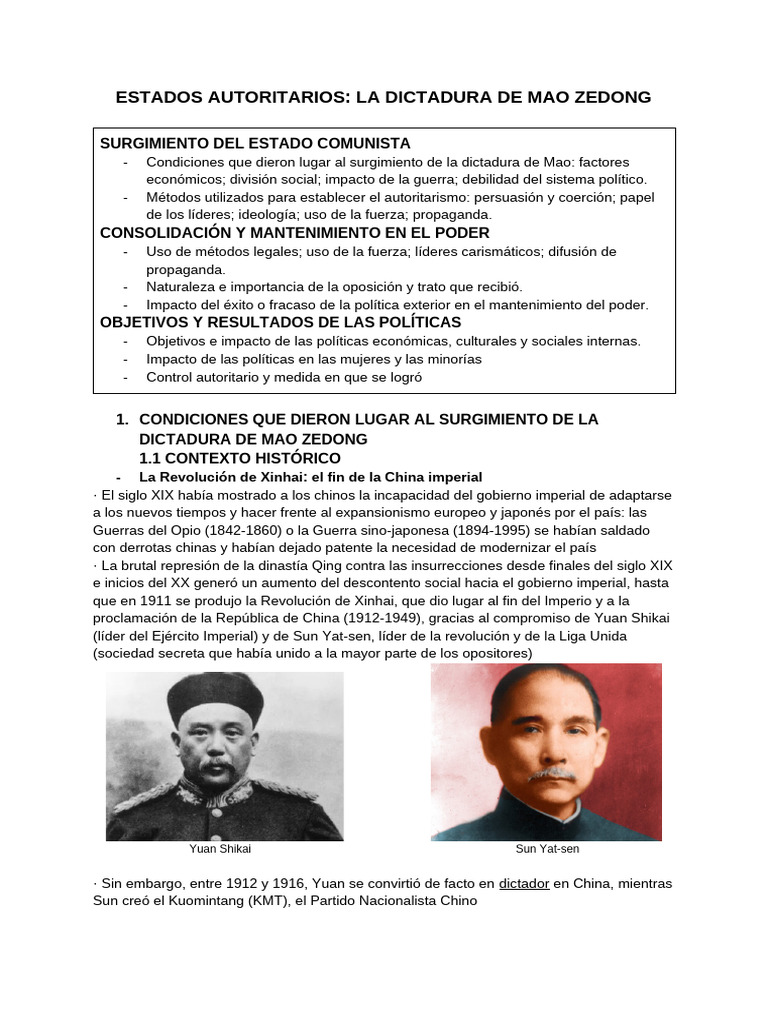 Estados Autoritarios: Mao Zedong | PDF | Mao Zedong | Revolución cultural