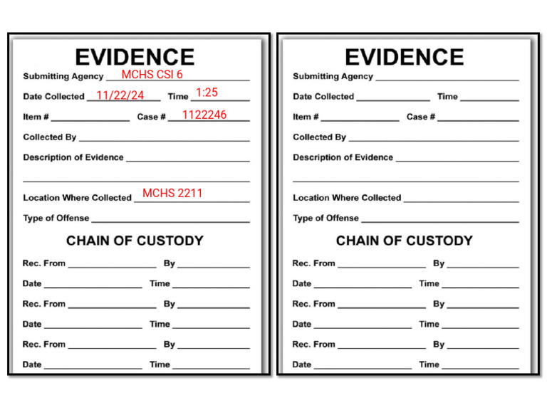 Chain of Custody Evidence Label | PDF