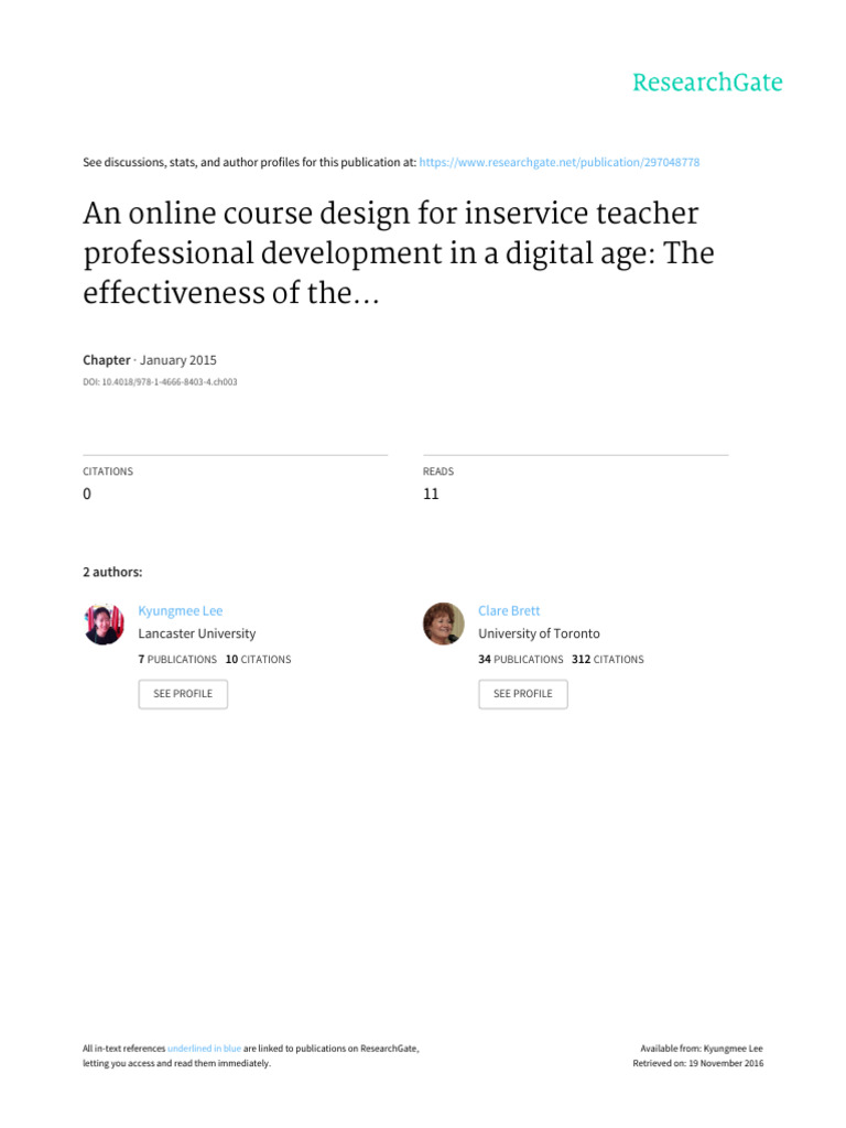 An Online Course Design For Inservice TPD - Lee & Brett - 2015 ...