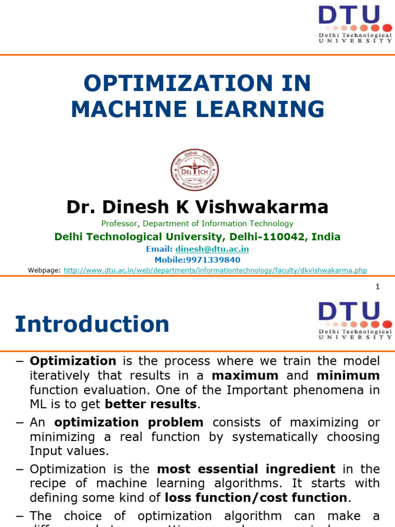 Lecture 3 ML - Optimization | PDF | Mathematical Optimization | Estimator