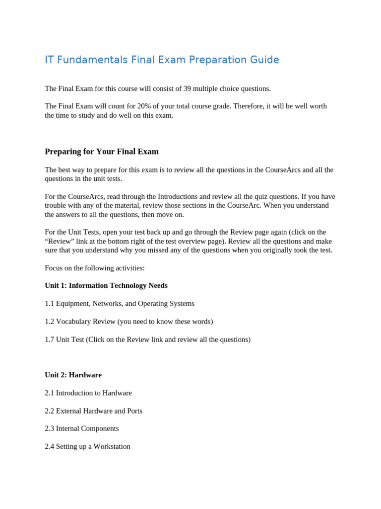 IT Fundamentals Final Exam Prep | PDF