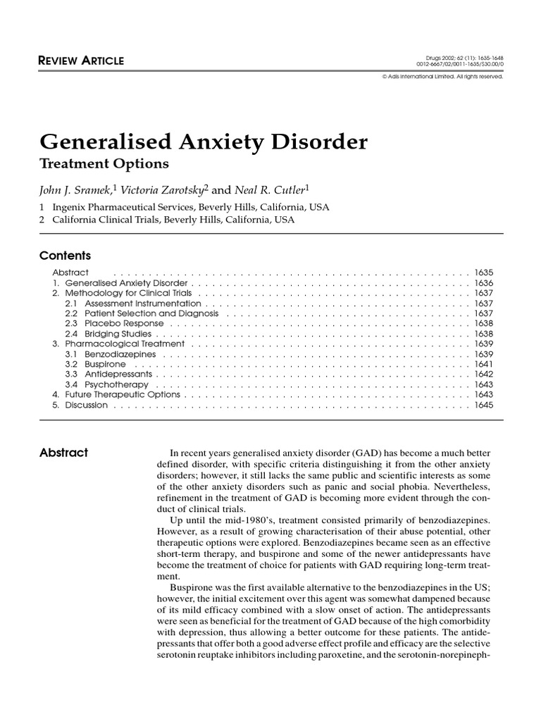 Generalised Anxiety Disorder | PDF | Benzodiazepine | Generalized ...