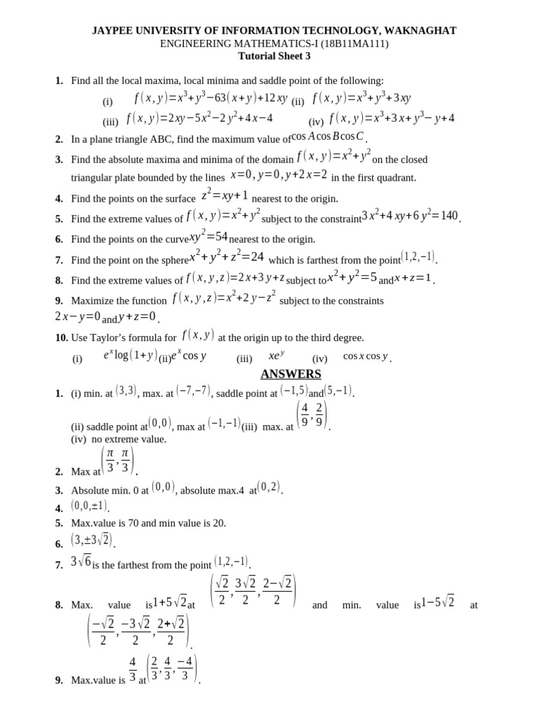 Tutorial Sheet 3 | PDF | Mathematics | Differential Geometry