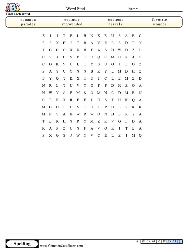 Word Find: Answer Key | PDF
