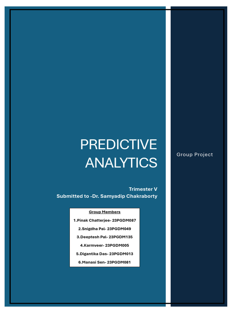 Predictive Analytics Group project | PDF | Regression Analysis | Coefficient Of Determination