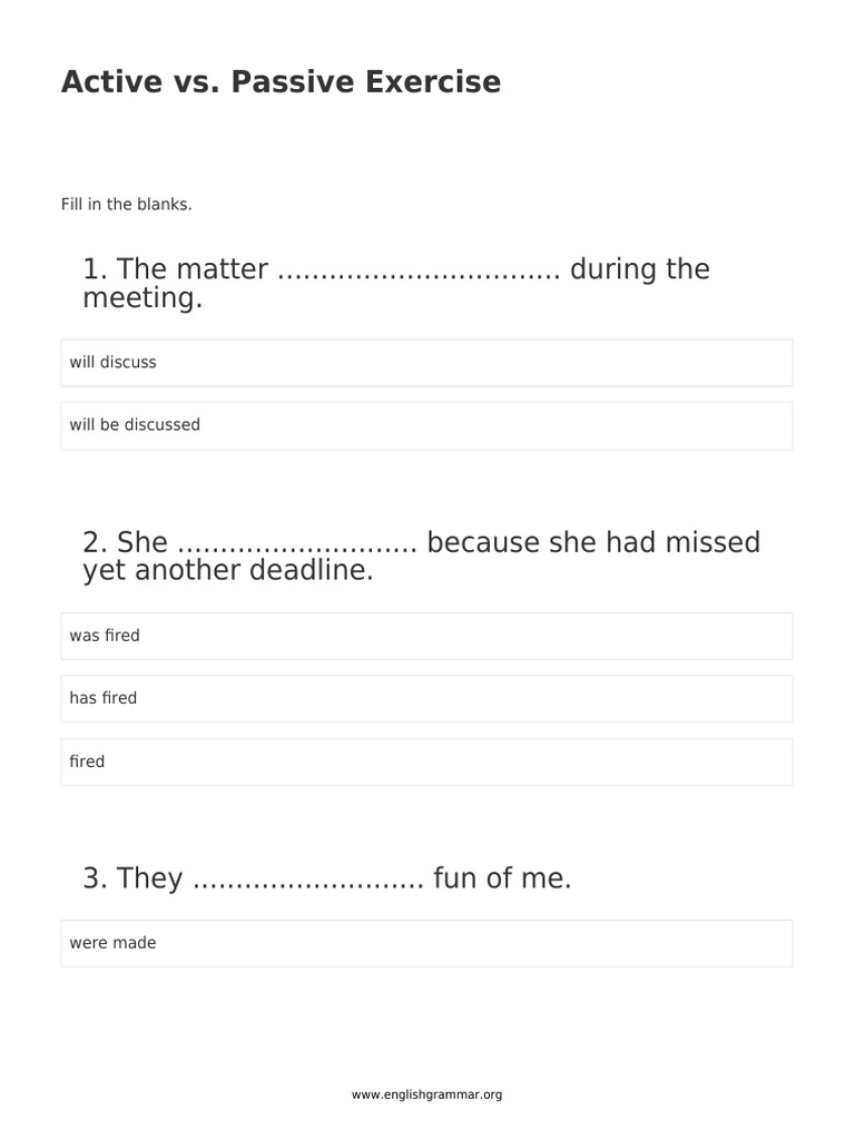 Active vs. Passive Exercise | PDF