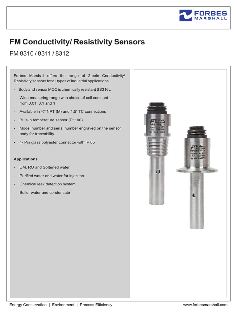 Conductivity/Resistivity Sensors FM 8310-8312 | PDF | Sensor ...