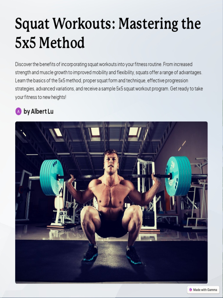 Squat Workouts Mastering The 5x5 Method | PDF | Strength Training ...
