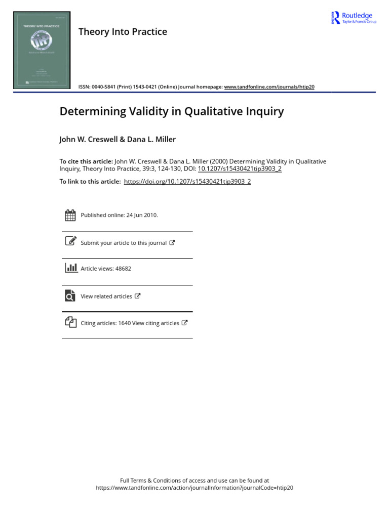 Determining Validity in Qualitative Inquiry | PDF | Qualitative ... Determining Validity in Qualitative Inquiry | PDF | Qualitative ...