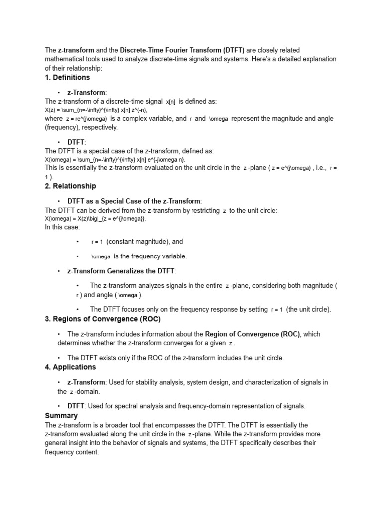 Z Transform Short Notes | PDF