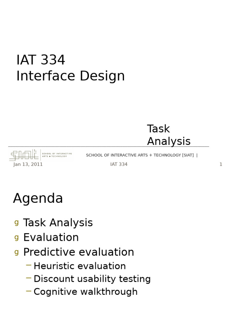 IAT334 Lec02 TaskAnalysis | PDF | Hierarchy | Usability