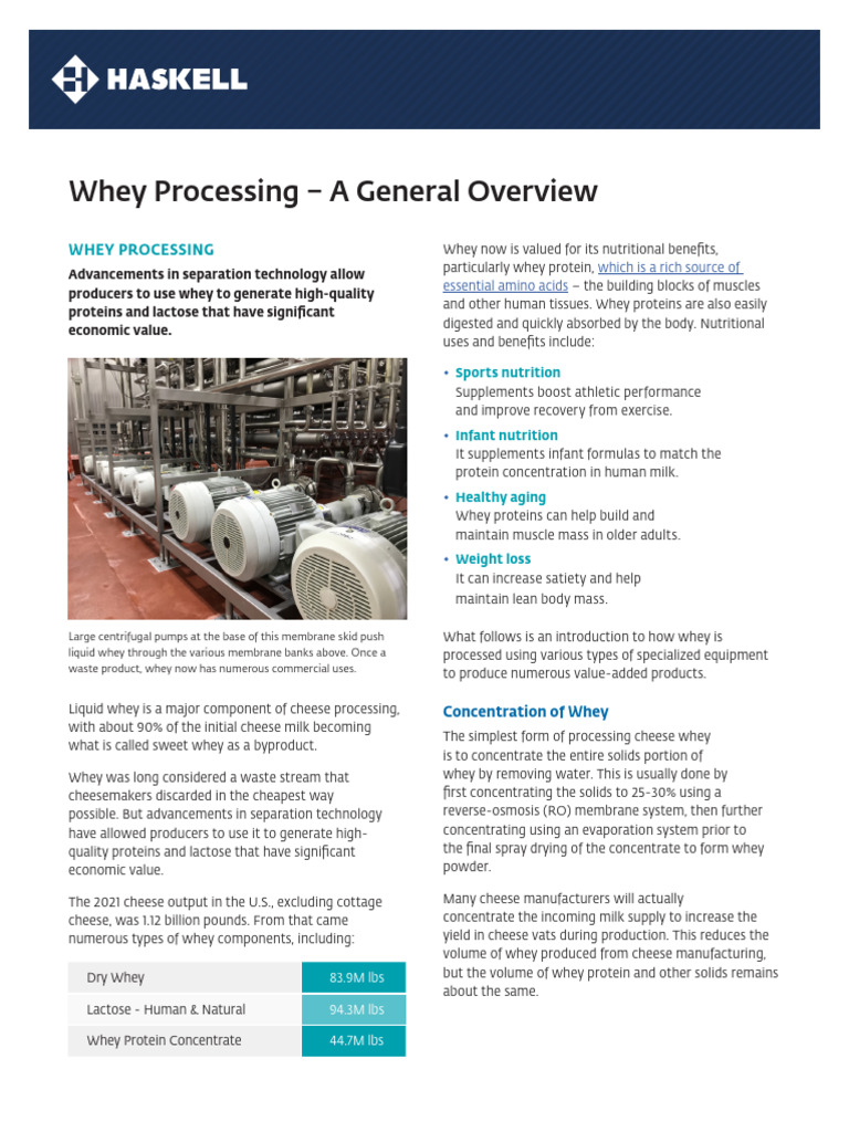 Haskell Whey Processing (1) | PDF | Membrane | Crystallization