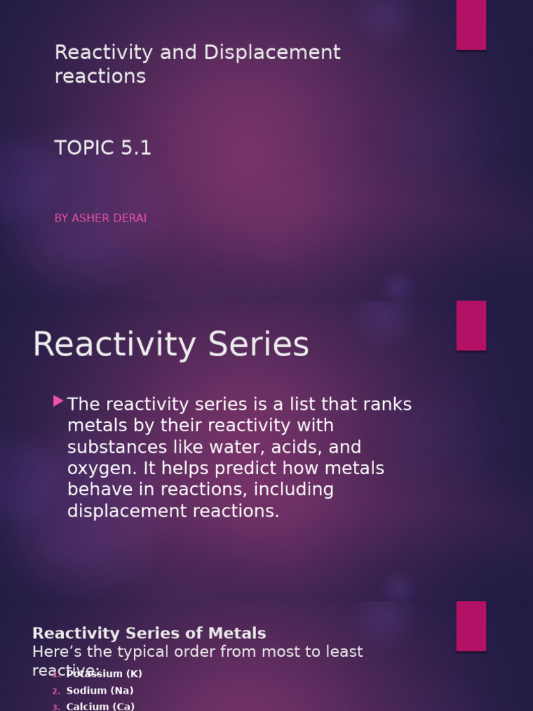 Reactivity and Displacement Reactions | PDF | Chemical Reactions | Acid