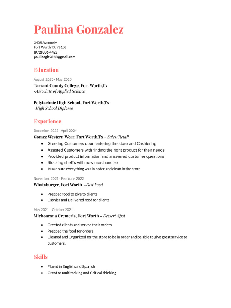 Resume Paulina Gonzalez | PDF